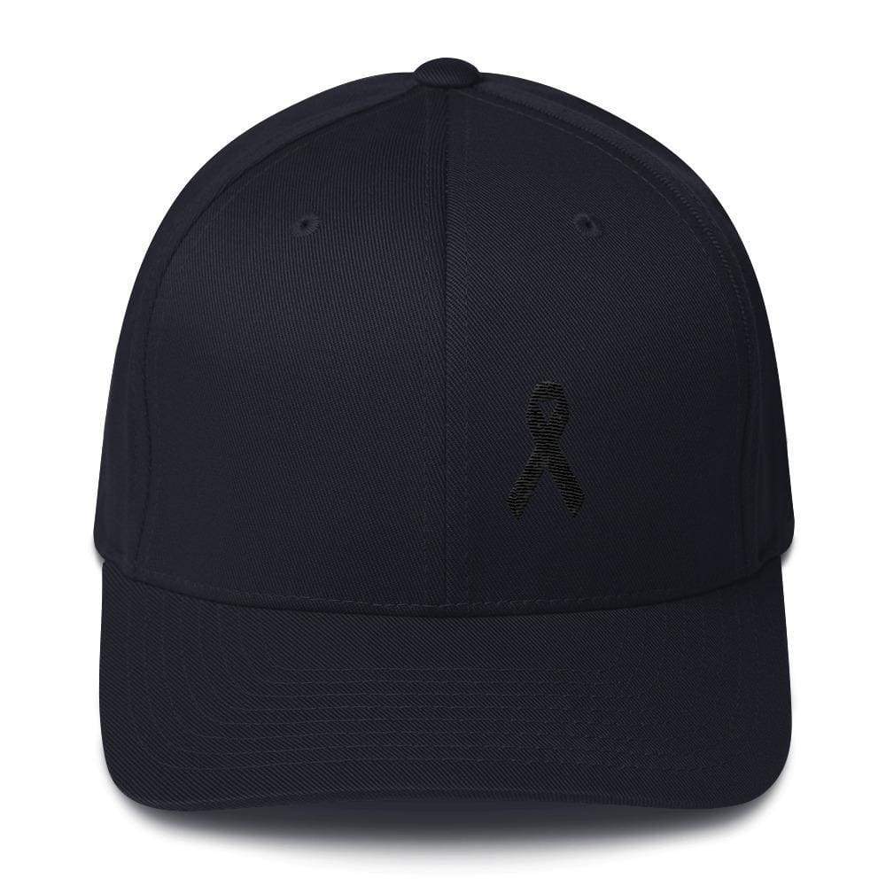 Melanoma & Skin Cancer Awareness Twill Flexfit Fitted Hat with Black R ...